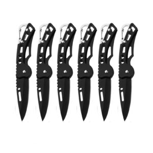 pocket folding knife tactical knife small stainless steel blade 2.5 inches long black gift for men and women (6pack)