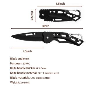 Pocket Folding Knife Tactical Knife Small Stainless Steel Blade 2.5 Inches Long Black Gift for Men and Women (6pack)