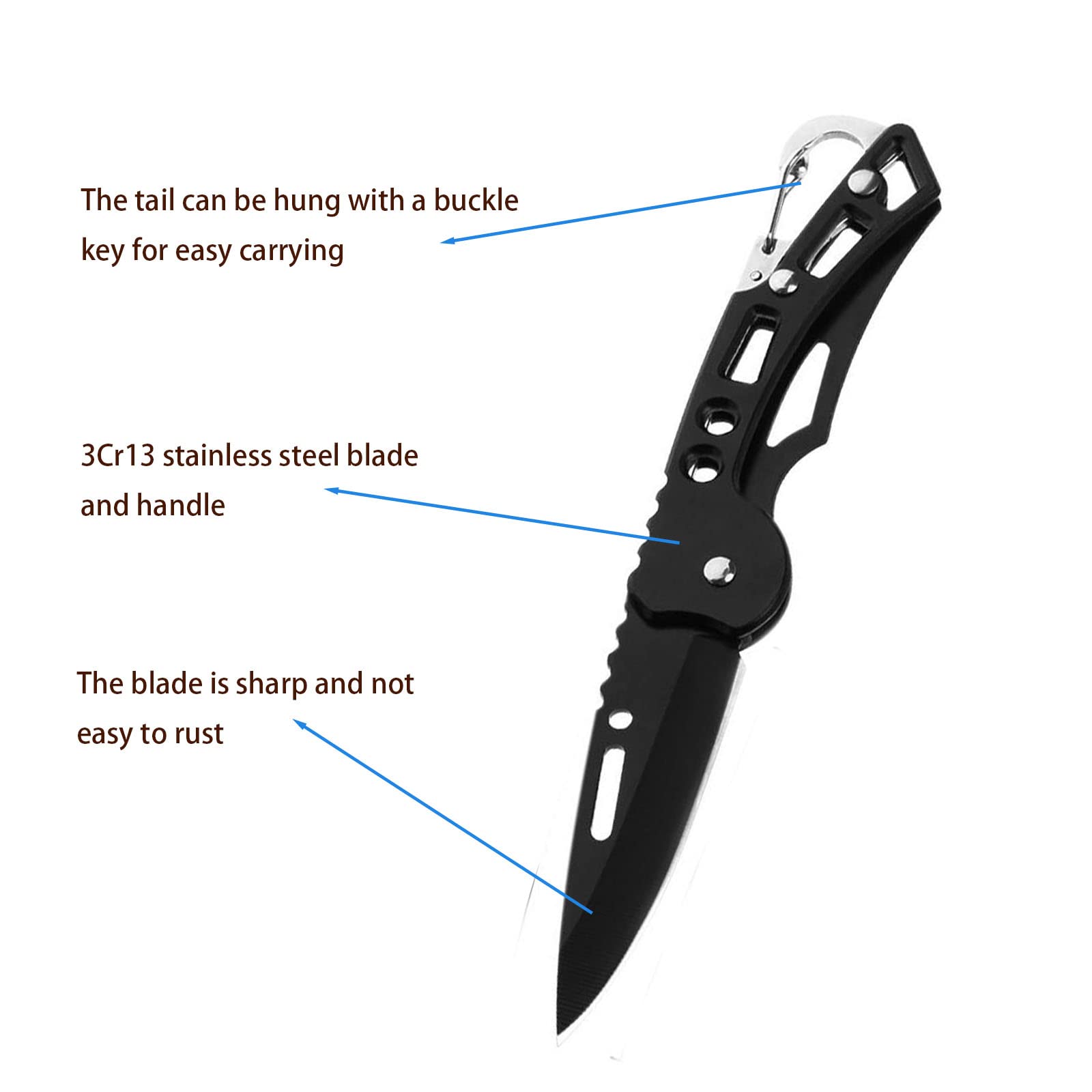 Pocket Folding Knife Tactical Knife Small Stainless Steel Blade 2.5 Inches Long Black Gift for Men and Women (6pack)