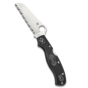 spyderco rescue 3 93mm lightweight knife - black frn handle with spyderedge, saber grind, vg-10 steel blade and back lock - c14sbk3