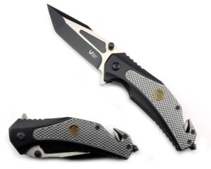 vulcan gear emergency service tactical assisted open metal rescue folding knife (black - s.w.a.t)