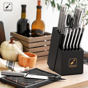 imarku Knife Set - 15PCS Kitchen Knife Set Japanese High Carbon Stainless Steel Knives Set for Kitchen, Dishwasher Safe Ultra Sharp Professional Chef Well Balance Knife Block Set, Black