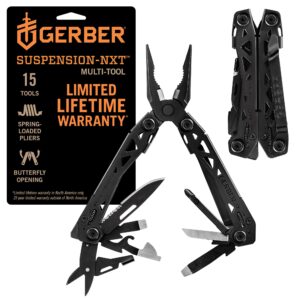 gerber gear suspension-nxt 15-in-1 multi-tool pocket knife set - edc gear and equipment multi-tool with pocket clip - black