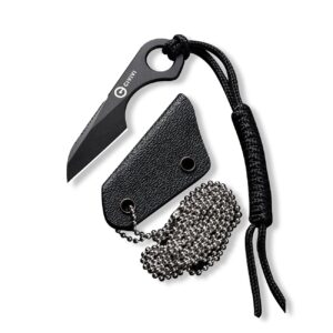 civivi gramis mini fixed blade neck knife for edc, swedish 14c28n steel, with kydex sheath with chain and lanyard c23004-1