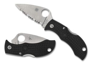 spyderco knives manbug lightweight mbklfs black frn and serrated vg-10 pocket knife