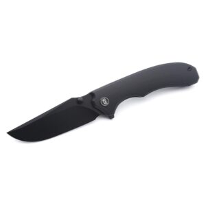 miguron knives m centurion flipper folding knife 3.5" black pvd 14c28n blade black g10 handle pocket knife mgr-812bk