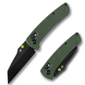 kansept main street pocket knives 7.92in axis lock folding knife with 3.36in black 154cm material, green micarta handle, poclet tactical knife for men,easy open knives, envelope opener t1015v6