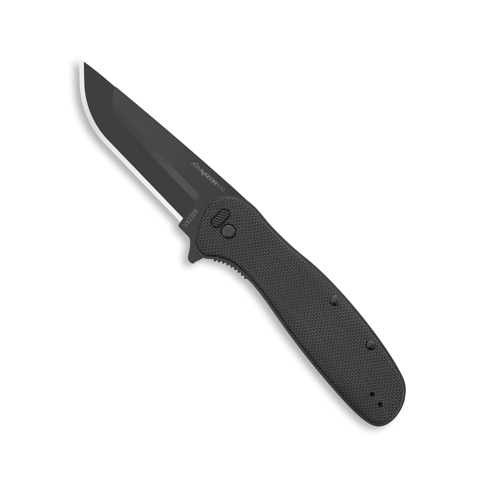 OUTDOOR EDGE RAZOR VX2 | Replaceable Blade Assisted EDC Flipper Folding Pocket Knife | 3" Blade, Black G-10 Stainless Steel Handle, Reversible Pocket Clip | Outdoor, Camping, Survival, Utility