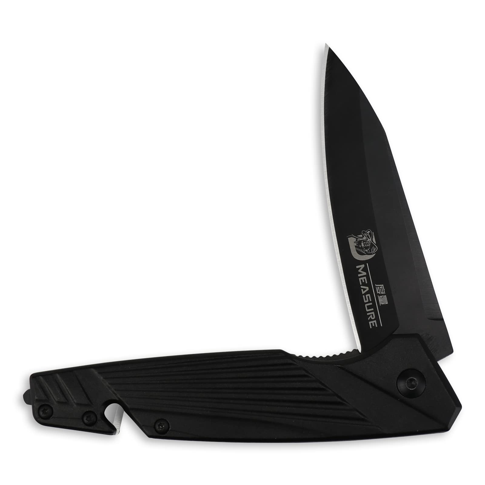 Carimee Pocket Knife, Multi-functional folding knife with Glass Breaker, Rope Cutter, Black Color Multitool Outdoor Gifts for men and women.