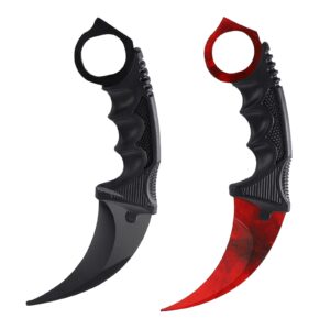 topoint 2 pack karambit knife no cutting edge knife without cutting edge with sheath for beginner (black-red)