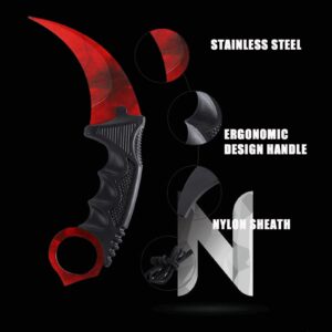 TOPOINT 2 Pack Karambit Knife No Cutting Edge Knife Without Cutting Edge with Sheath for Beginner (Black-Red)