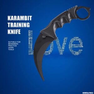 TOPOINT 2 Pack Karambit Knife No Cutting Edge Knife Without Cutting Edge with Sheath for Beginner (Black-Red)