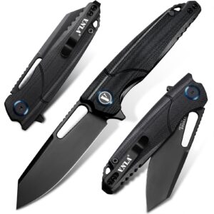 vnla folding pocket knife,black sandvik 14c28n blade, black g10 handle,lightweight for indoor outdoor gift edc