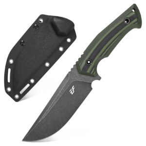 eafengrow ef134 fixed blade knife dc53 steel blade two tone g10 handle full tang heavy duty edc straight knifes for working camping hunting bushcraft(black)