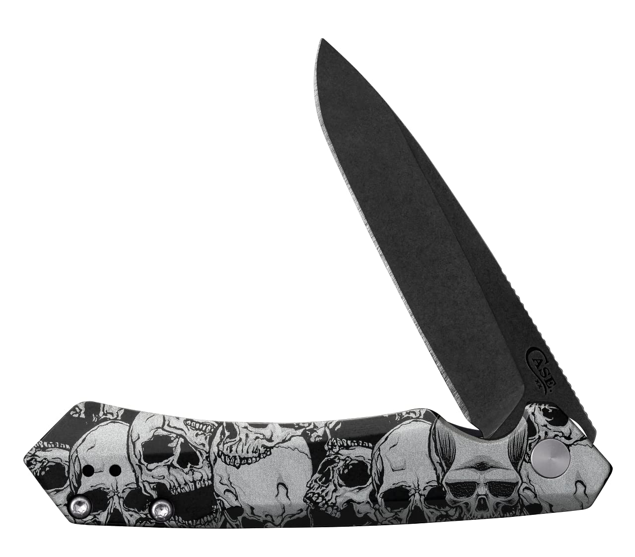 Case xx Knives 2023 Shot Show Kinzua Frame Lock 64645 Skulls Black Aluminum S35VN Pocket Knife