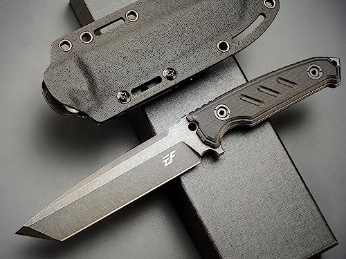 Eafengrow EF129 Fixed Blade Knife, DC53 Steel Tanto Blade,G10 Handle Full Tang Fixed Knifes Straight Knife for Camping Hunting Adventure Survival and EDC Tool(Black)