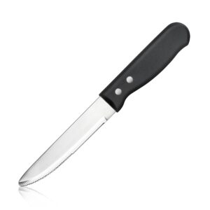 New Star Foodservice 539014 10-Inch Steak Knife, 5-Inch Rounded Serrated Blade with Plastic Handle, Jumbo, Set of 12