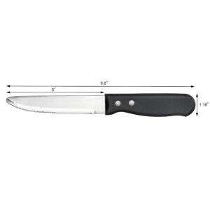 New Star Foodservice 539014 10-Inch Steak Knife, 5-Inch Rounded Serrated Blade with Plastic Handle, Jumbo, Set of 12