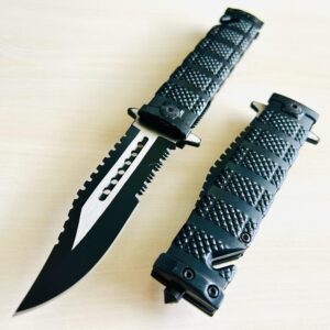 BladeDealUSA 8.5” Black Military Knife Assisted Open Folding Pocket knife. Hunting, Camping Accessories