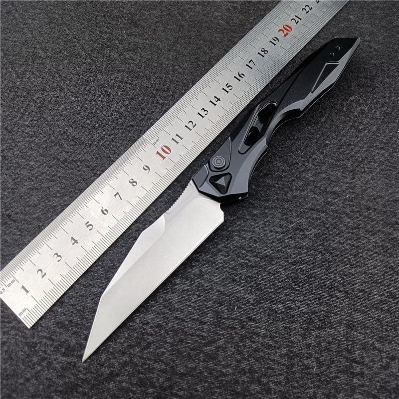 3.54" D2 Reverse Tanto Blade Black Aluminum Alloy Handle Folder Opening,Folding Knife with Reversible Pocket Clip,Everyday Carry for Camping,Gift for Men