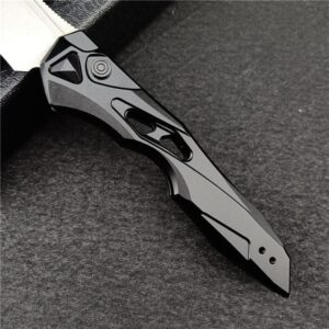 3.54" D2 Reverse Tanto Blade Black Aluminum Alloy Handle Folder Opening,Folding Knife with Reversible Pocket Clip,Everyday Carry for Camping,Gift for Men