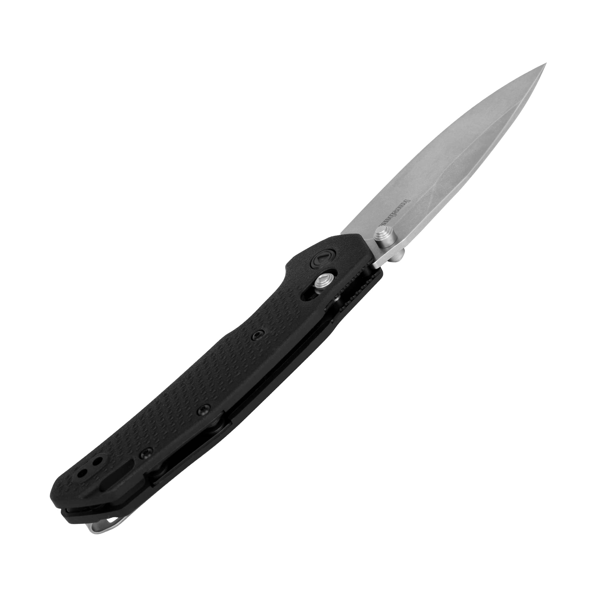 Kershaw Heist Folding Pocket Knife, 3.2 inch Clip Point D2 Steel Blade, Stonewashed Finish, DuraLock Locking Mechanism, Black