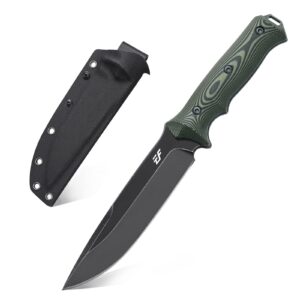 eafengrow ef128 fixed blade knife dc53 steel blade, two tone g10 handle full tang fixed knifes straight knife for working camping hunting adventure field edc tool knife(black)