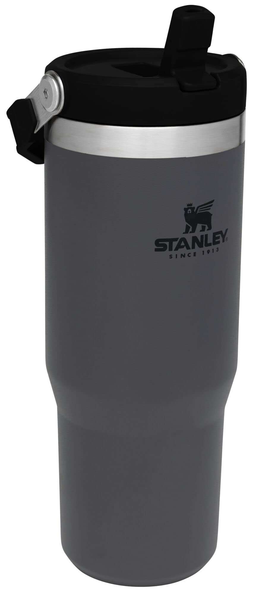 STANLEY IceFlow Stainless Steel Tumbler - Vacuum Insulated Water Bottle for Home, Office or Car Reusable Cup with Straw Leak Resistant Flip Cold for 12 Hours or Iced for 2 Days, Charcoal, 30OZ