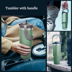 ZHZHLED 30 oz Tumbler with Handle, Vacuum Insulated Water Bottle with 2-in-1 Lid and Straw, Double Wall Stainless Steel Coffee Cup Travel Mug Leak Proof Flip, Cold for 12 Hours Iced for 24 Hours