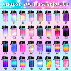 M YESCUSTOM Custom Kids Insulated Water Bottle for School, Multi Color 12oz Personalized Name Stainless Steel Thermos Water Bottles for Girls Water Bottle with Straw Lid Handle Waterbottle Gift