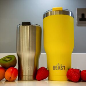 Beast 40 oz Tumbler Stainless Steel Vacuum Insulated Coffee Ice Cup Double Wall Travel Flask (Lemon)