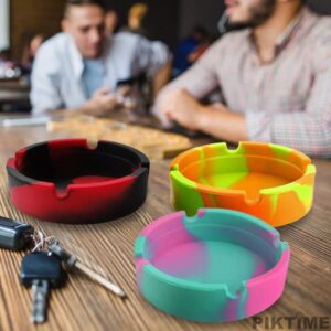 3Pcs Silicone Ashtrays for Cigarettes - Rubber Tray High Heat silicone cigarette holder Ash Tray Round Tray Cigar Ashtrays - Patio Decor ashtrays Outdoor Cigar Ashtray Indoor Decor Home Office Decor