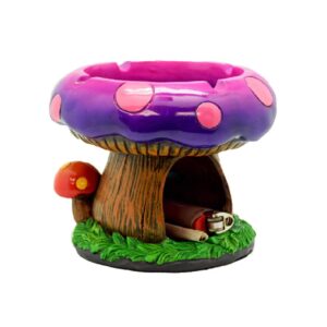 fantastical mushroom house ashtray w/storage - 5.5" x 4.5"