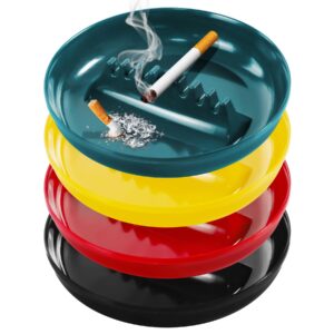 grovind ash tray for cigarettes [4 pack] melamine 7 inches outdoor ashtray for patio, plastic ashtrays with 7 cigarette holders, home office indoor outdoor use