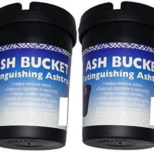 Ash Bucket (2 Pack Extinguishing Car Cigarette Ashtray Butt Bucket Portable Ashtray Smoking Accessory Auto Truck Home Office Beach Black