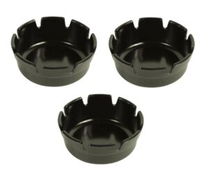 set of three black plastic ashtrays-deep well-resturant/ bar-4"diameter