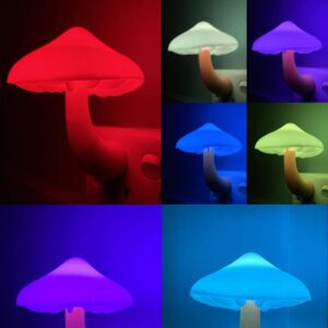 UTLK [3 Pack Plug-in LED Mushroom Night Light Lamp with Dusk to Dawn Sensor,Plug in Bed Cute Nightlight lamp Wall Baby Lights for Kids Children (7-Color)