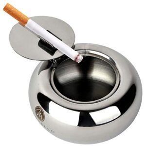 mantello ashtray for outside, ashtray with lid smell proof, stainless steel home ashtrays, ashtray with cover, indoor/outdoor ashtray