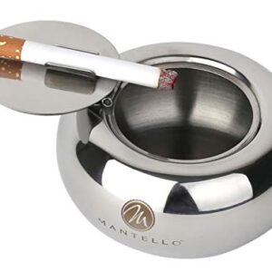 Mantello Ashtray for Outside, Ashtray with Lid Smell Proof, Stainless Steel Home Ashtrays, Ashtray with Cover, Indoor/Outdoor Ashtray