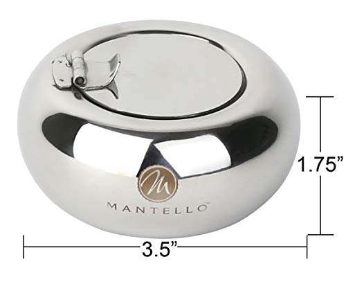 Mantello Ashtray for Outside, Ashtray with Lid Smell Proof, Stainless Steel Home Ashtrays, Ashtray with Cover, Indoor/Outdoor Ashtray