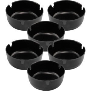 black duck brand set of 3" round plastic bpa free ashtrays; multiple colors available! (6 pack, black)