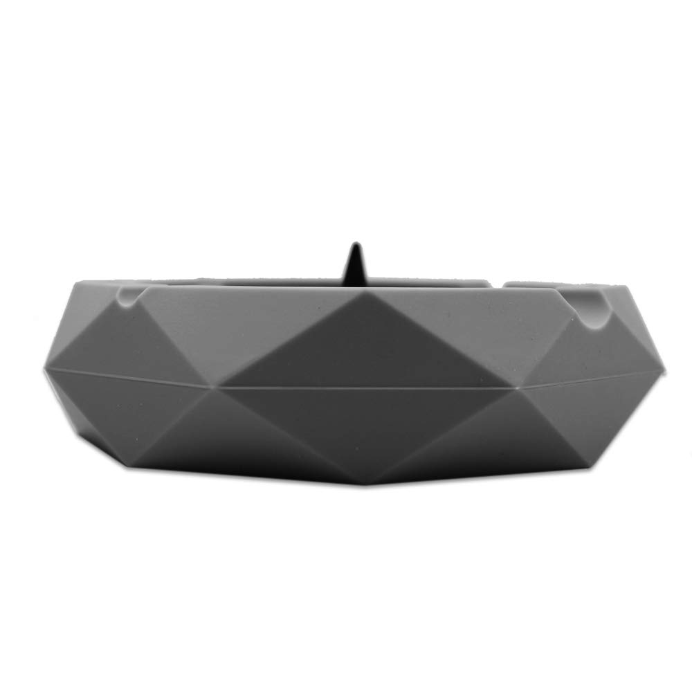 1 Silicone Geometric Ashtray - Gray - Unbreakable Multipurpose Portable Storage Tray - w/Glass Friendly Tapping Center by ooDuo