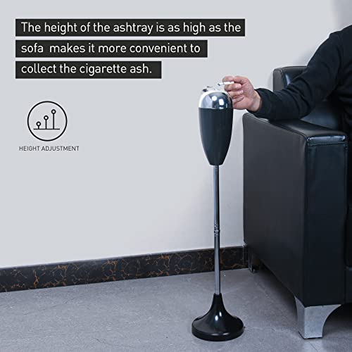 Anfrere Tall Outdoor Standing Ashtray with Lid, Black Adjustable Stand Ash Butt Holder for Home Patio, Outside Windproof Cigar Ash Tray Cigarette Butt Disposal Receptacle in 20", 27.5", 35" Heights