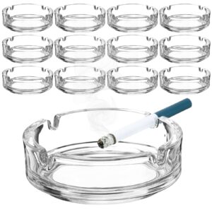 fabbay glass ashtrays bulk for cigarette cigar crystal ashtray large home round clear ashtray cool office decor outdoor and indoor use patio porch deck decoration, 4.21 x 1.3 inches (clear)