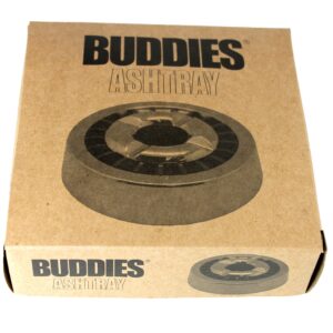 Buddies Silver Round Metal Ashtray Built-In Extinguisher and Storage 5 1/2"