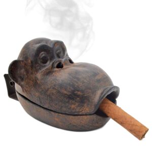 yimifla cigar ashtrays, big monkey cigar ashtrays for outdoor patio indoor home decor garden cast iron, best gift for smokers men and women