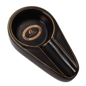 g galiner cigar ashtray, travel ceramic ashtray for cigars, outdoor cigar ash tray accessoires(black with golden line)