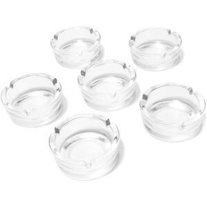 juvale 6 pack bulk clear glass ashtrays for cigarettes and cigars, outdoor and indoor use (4 x 1.5 in)