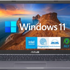 ASUS 14" VivoBook Laptop with Fingerprint Reader & Backlit Keyboard, FHD Display, Intel Core i3-1115G4, 12GB RAM, 512GB SSD, Webcam, HDMI, USB-C, Wi-Fi 5, Windows 11 Home, Grey