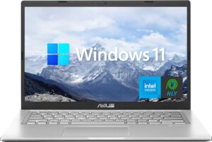 asus 14" vivobook laptop, intel core i3-1115g4 processor, 12gb ram, 256gb pcie ssd, thin & light, wi-fi and bluetooth, webcam, hdmi, nly mp, windows 11 home, silver